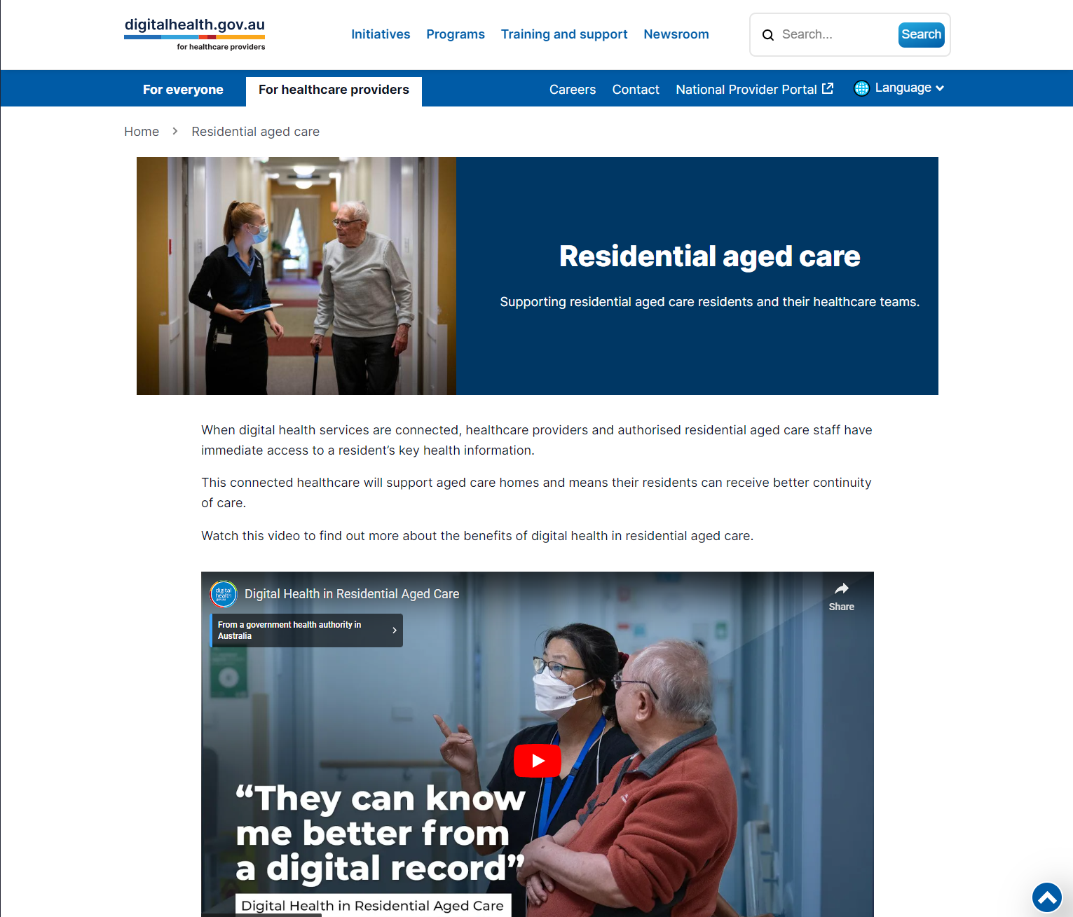 Residential aged care - Supporting residential aged care residents and ...